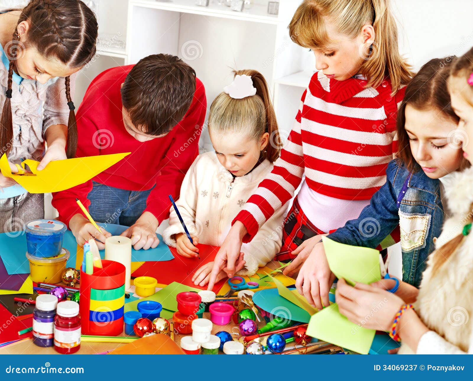 Child Painting at Art School. Stock Image - Image of caucasian ...