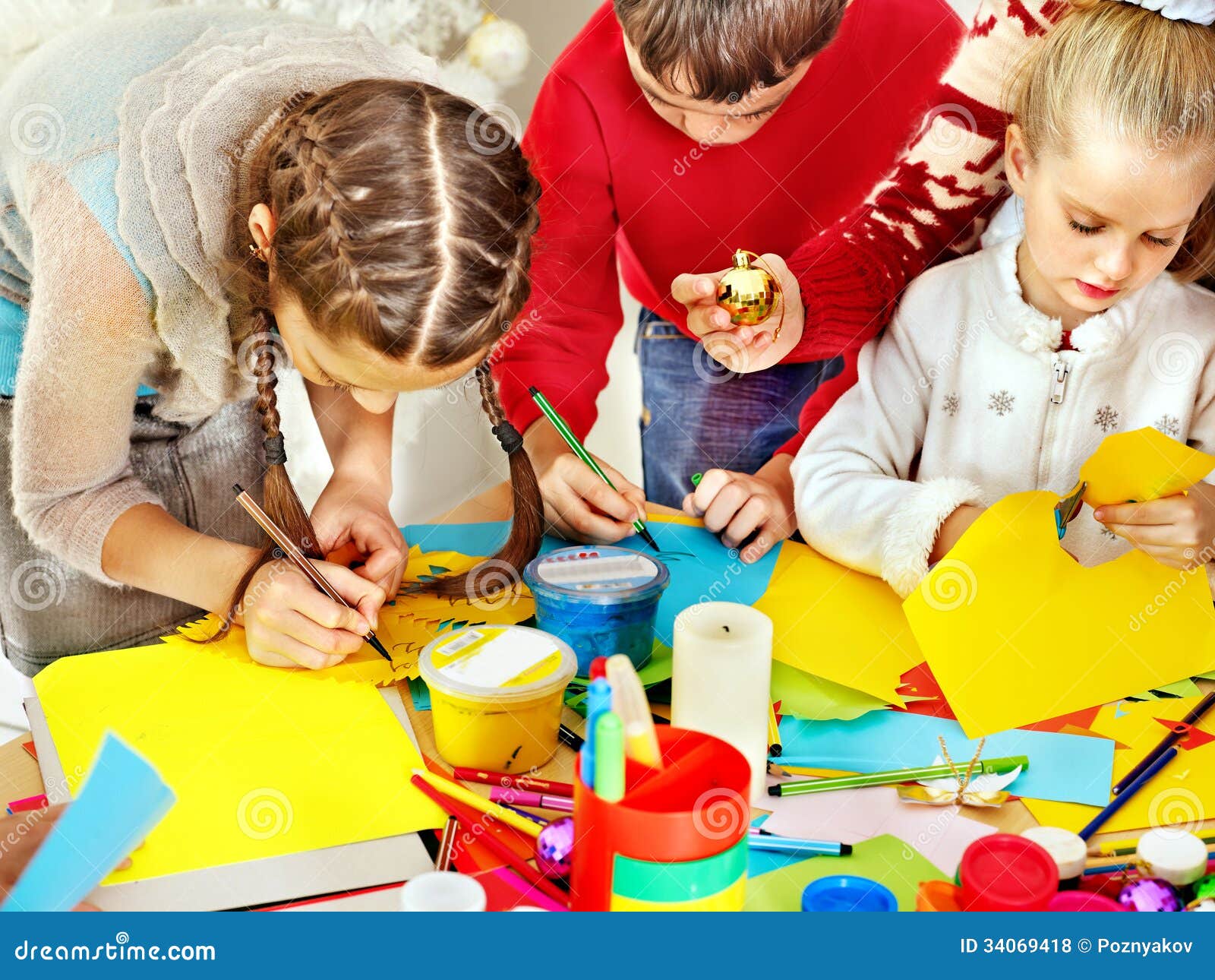 Child Painting at Art School. Stock Photo - Image of artistic ...
