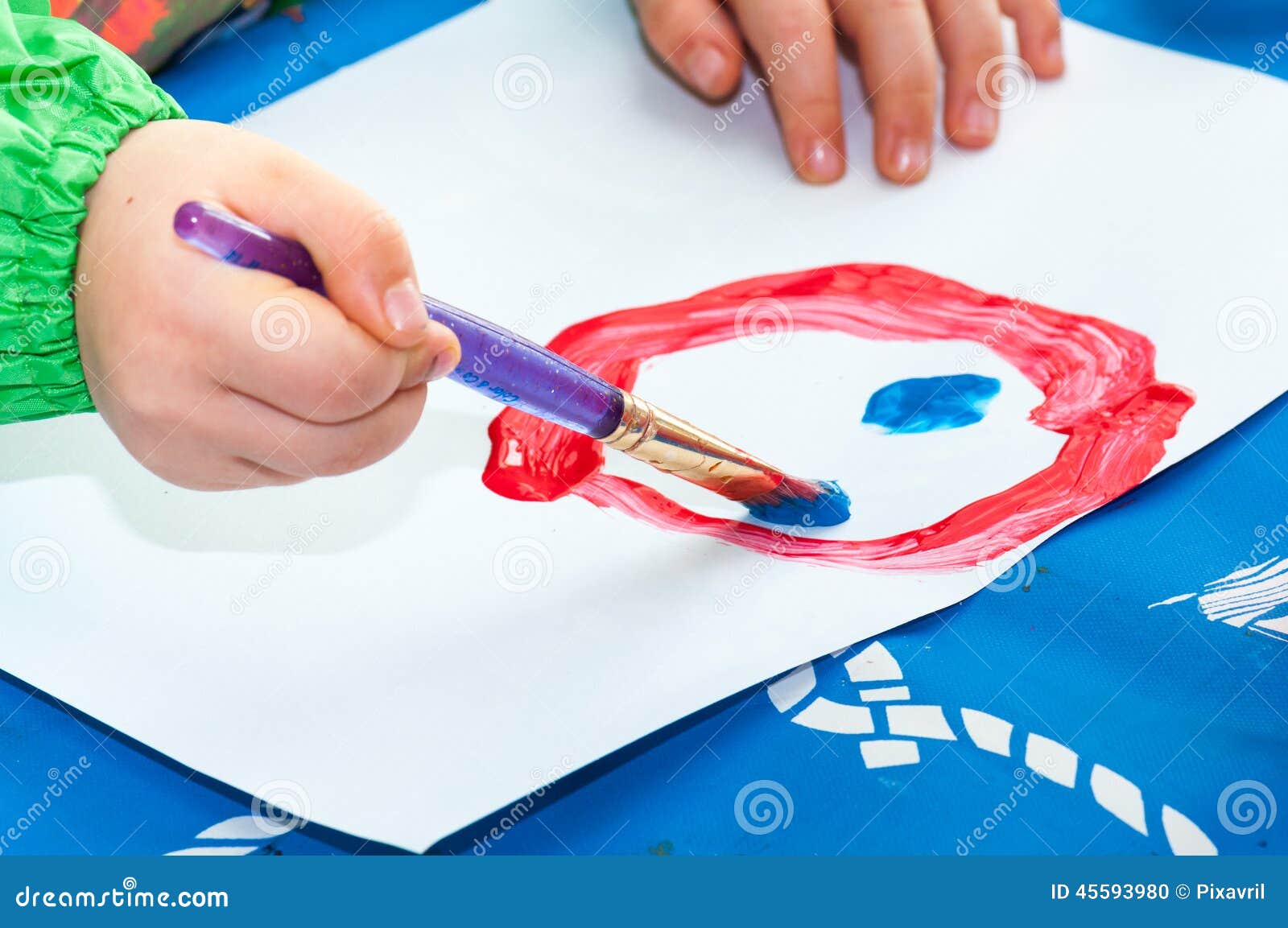 Child painting with brush stock photo. Image of brush - 45593980