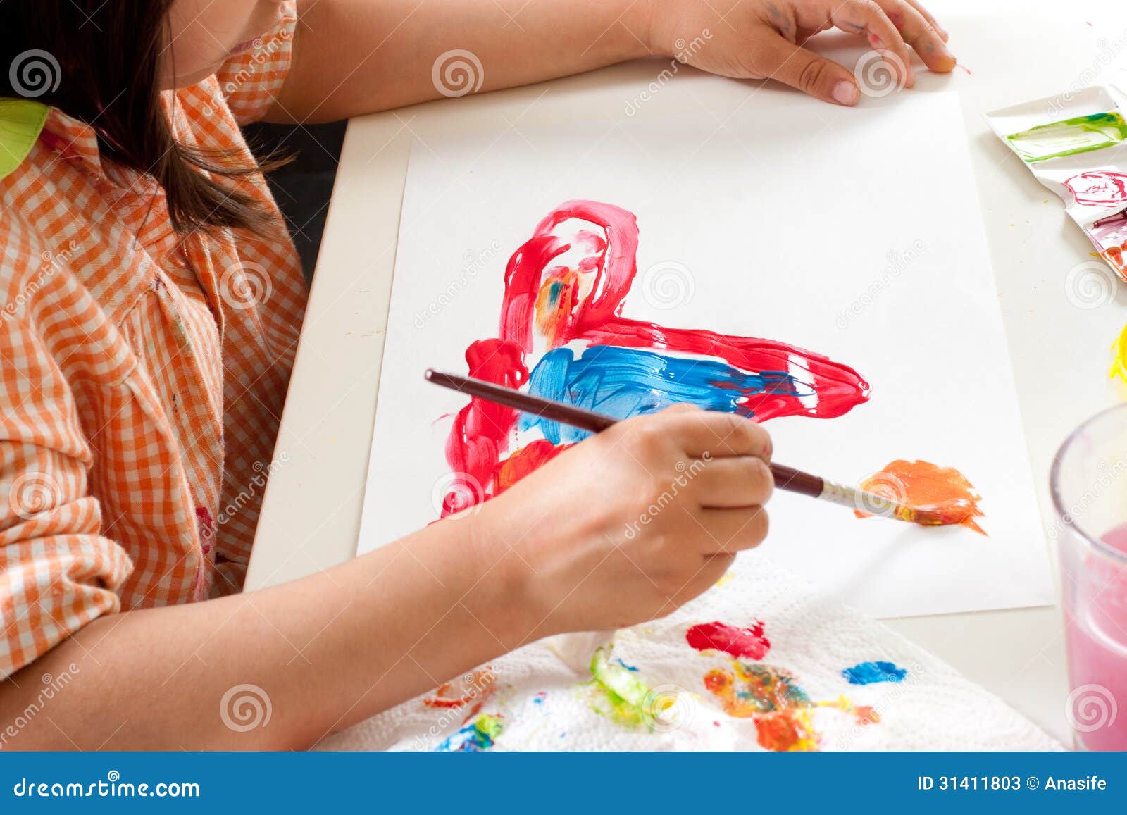 Child Painting with Paintbrush Stock Image - Image of people, color ...