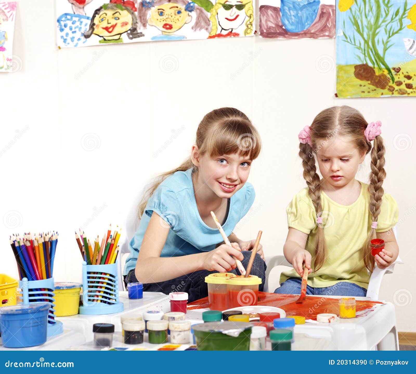 Child Painting In Preschool. Royalty-Free Stock Image | CartoonDealer ...