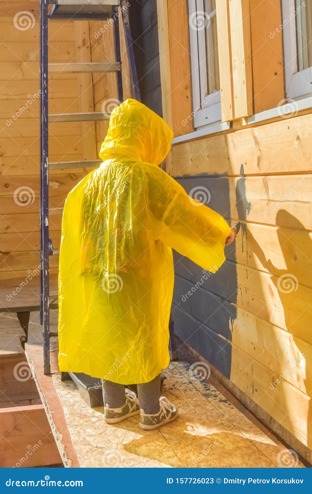 Child Paints a House Brush Out Stock Image - Image of home, childhood ...