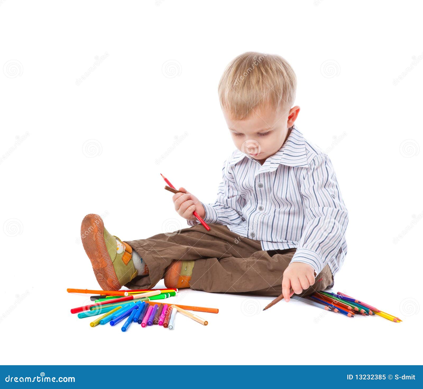 Child with pencils stock image. Image of beautiful, cute - 13232385