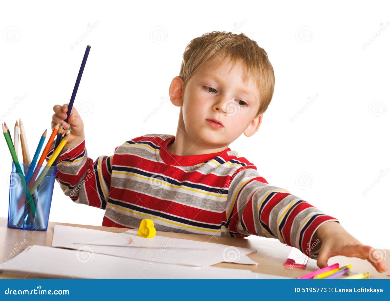 Child with pencils stock image. Image of paint, hand, preschool - 5195773