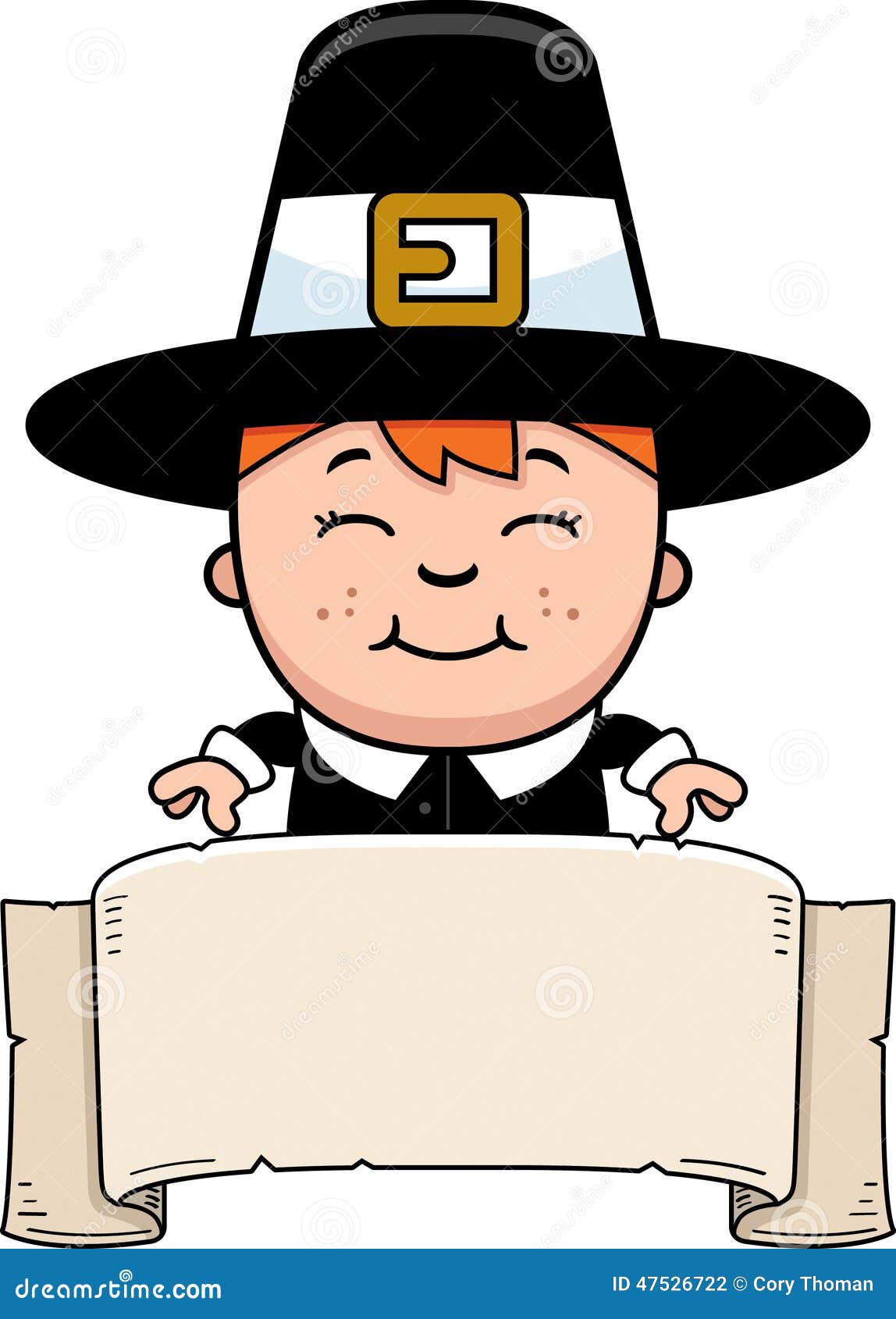 Child Pilgrim Banner stock vector. Illustration of cartoon - 47526722