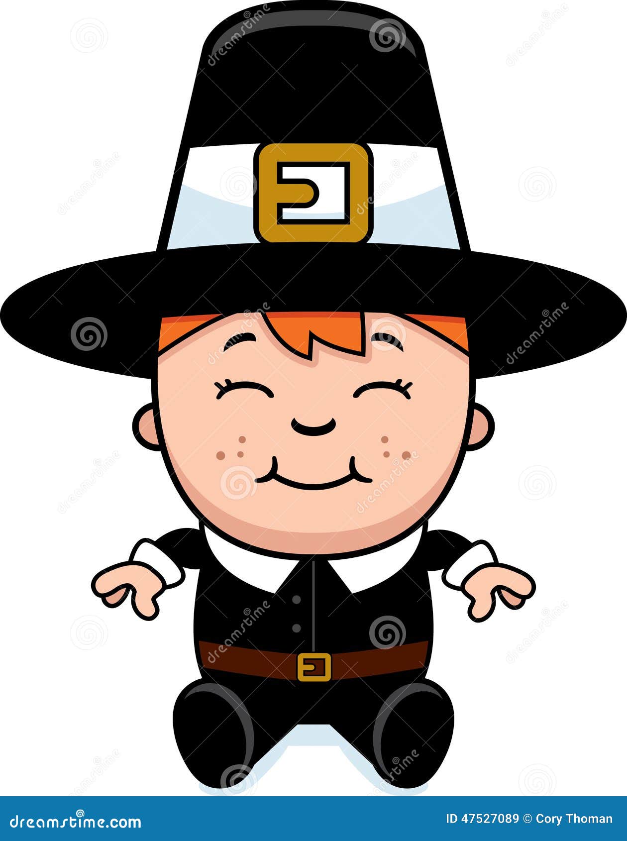 Child Pilgrim Sitting stock vector. Illustration of redhead - 47527089