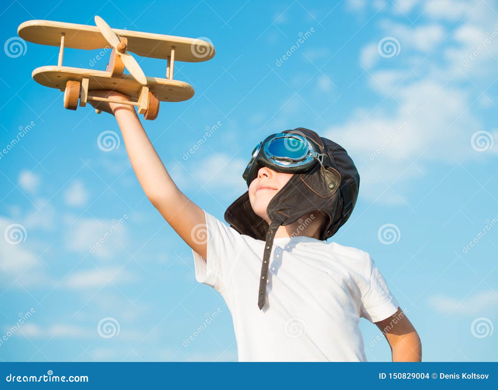 Child Pilot Aviator Dreams of Traveling. Stock Photo - Image of happy ...