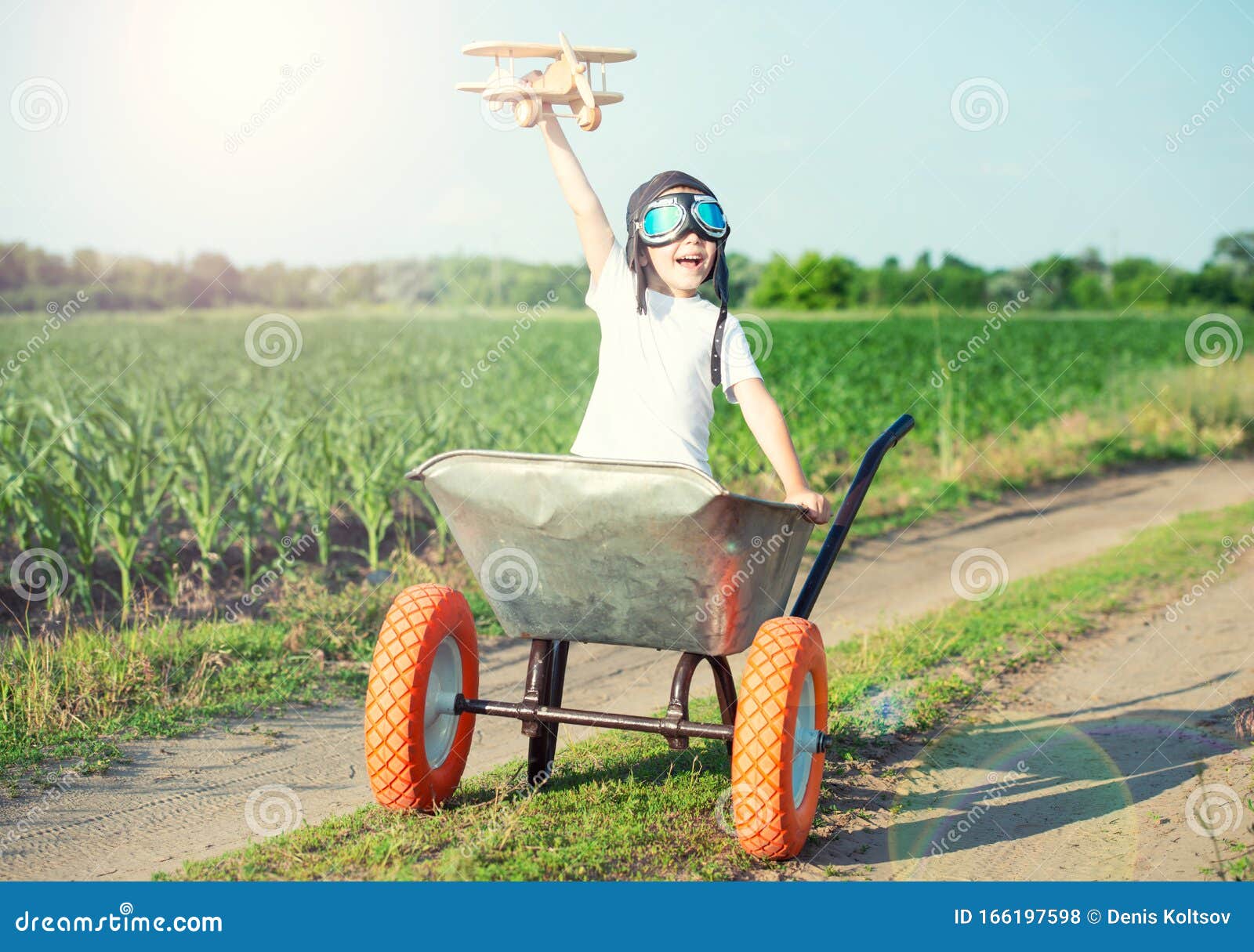 Child Pilot Aviator Dreams of Traveling. Stock Photo - Image of ...