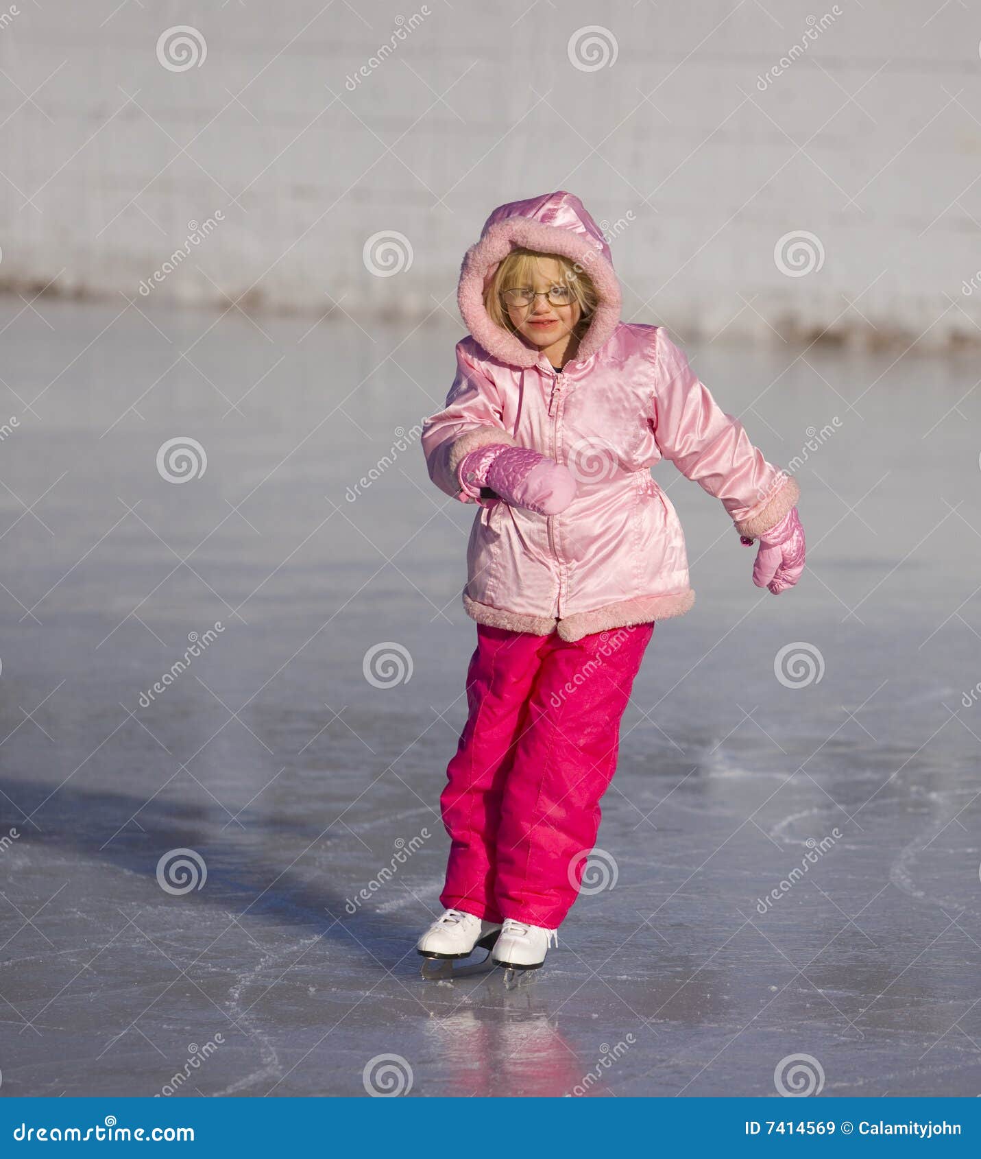 Child in Pink Ice Skating stock image. Image of child - 7414569