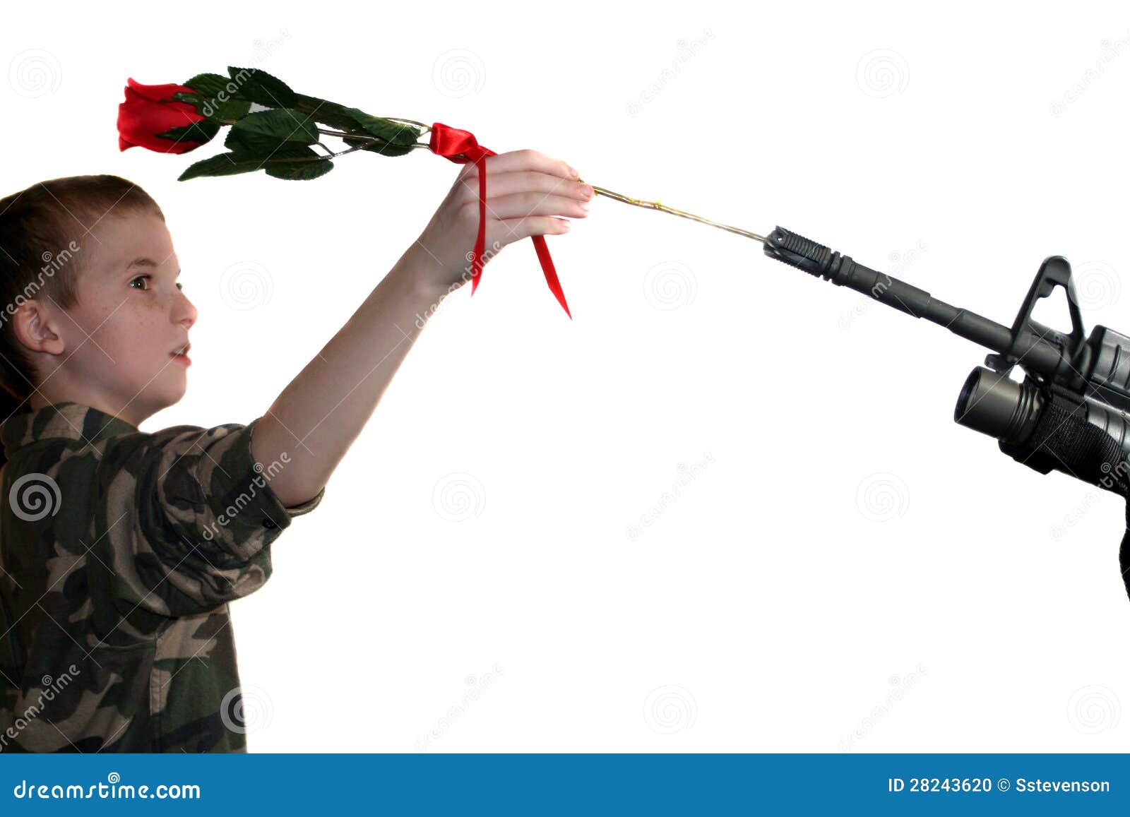 Child Placing Rose in Rifle 2 Stock Photo - Image of automatic, fragile ...