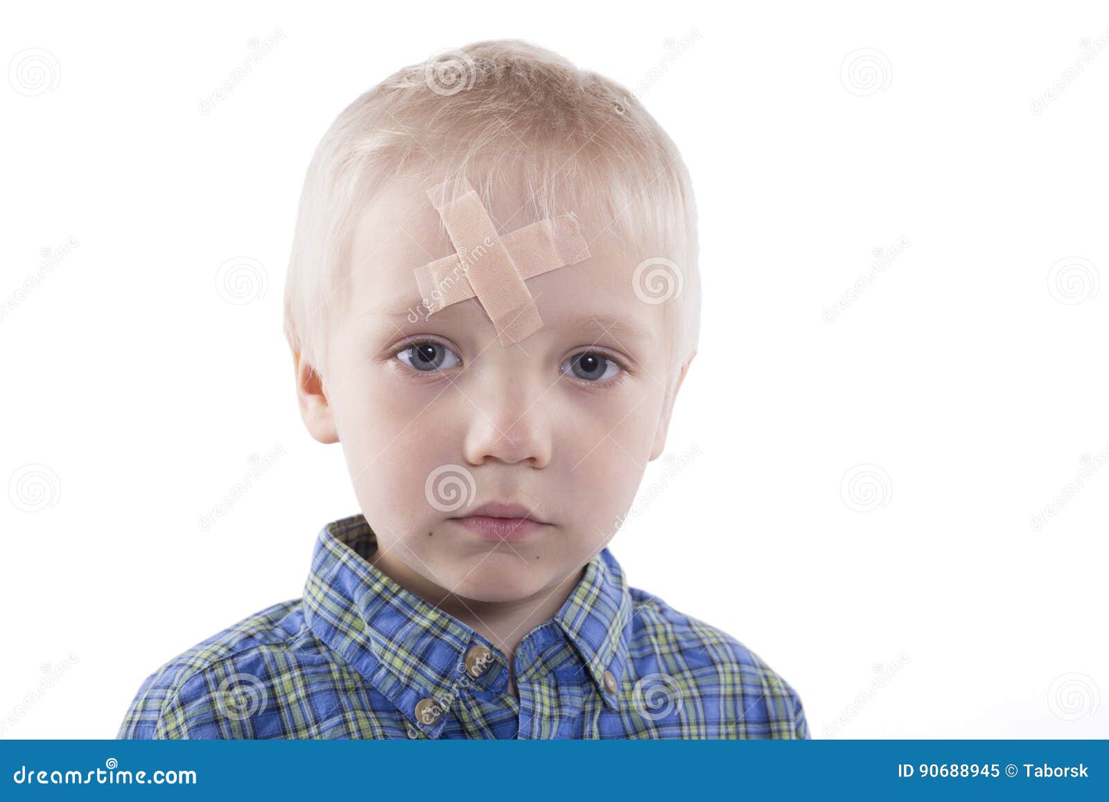 Child with plaster stock image. Image of forehead, nice - 90688945