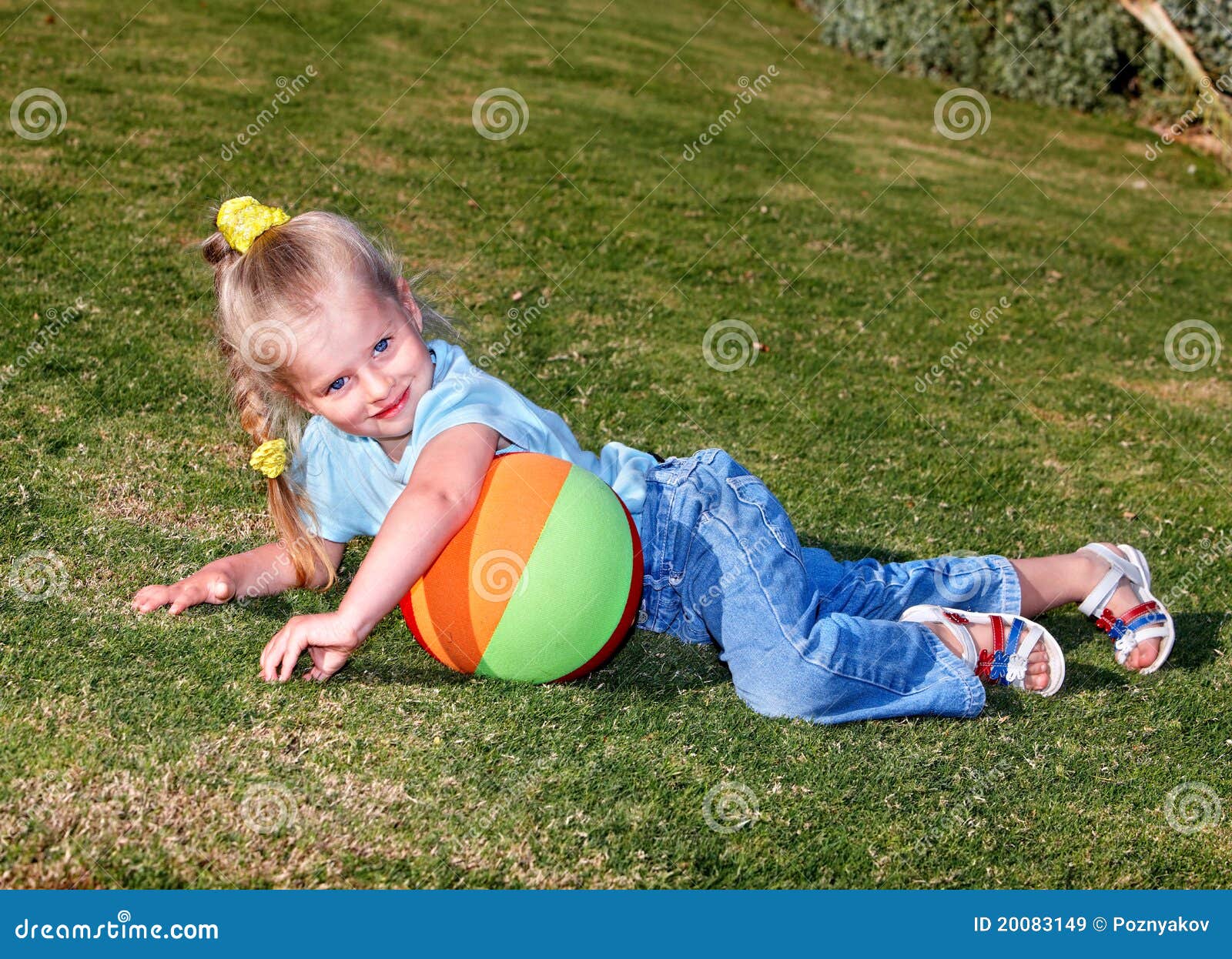 Child Play with Ball in Park Stock Image - Image of playing, female ...