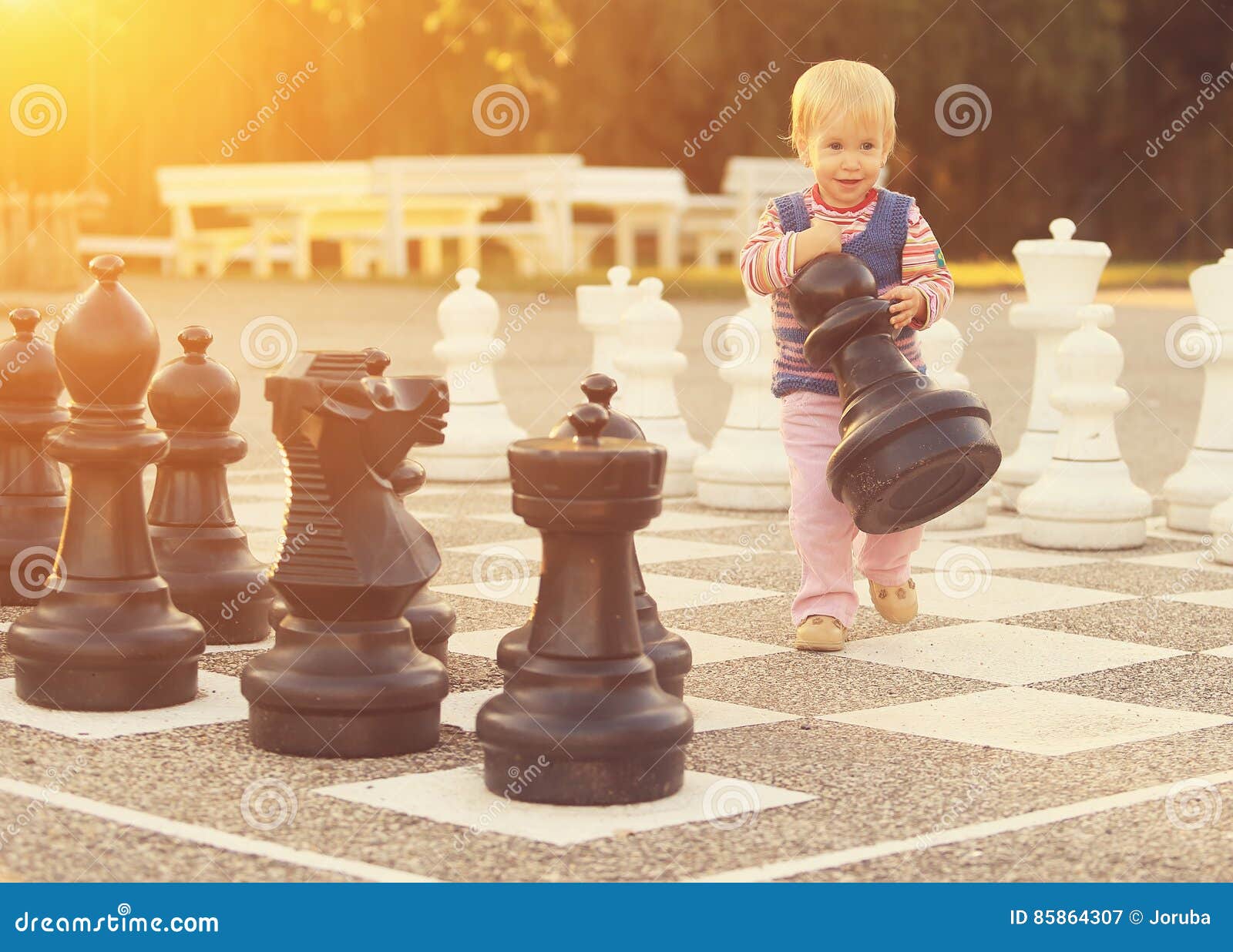 Child Play Chess Figures Outdoor Stock Image - Image of game, leisure ...
