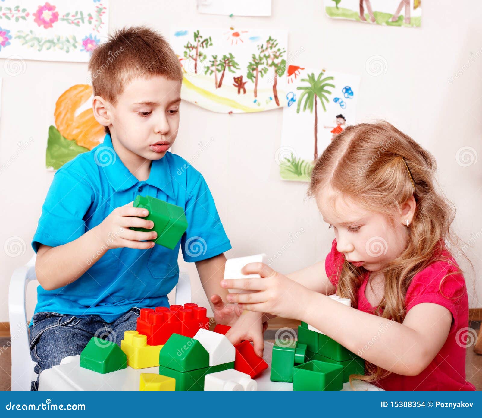 Child Play Construction Set in Classroom. . Stock Photo - Image of ...