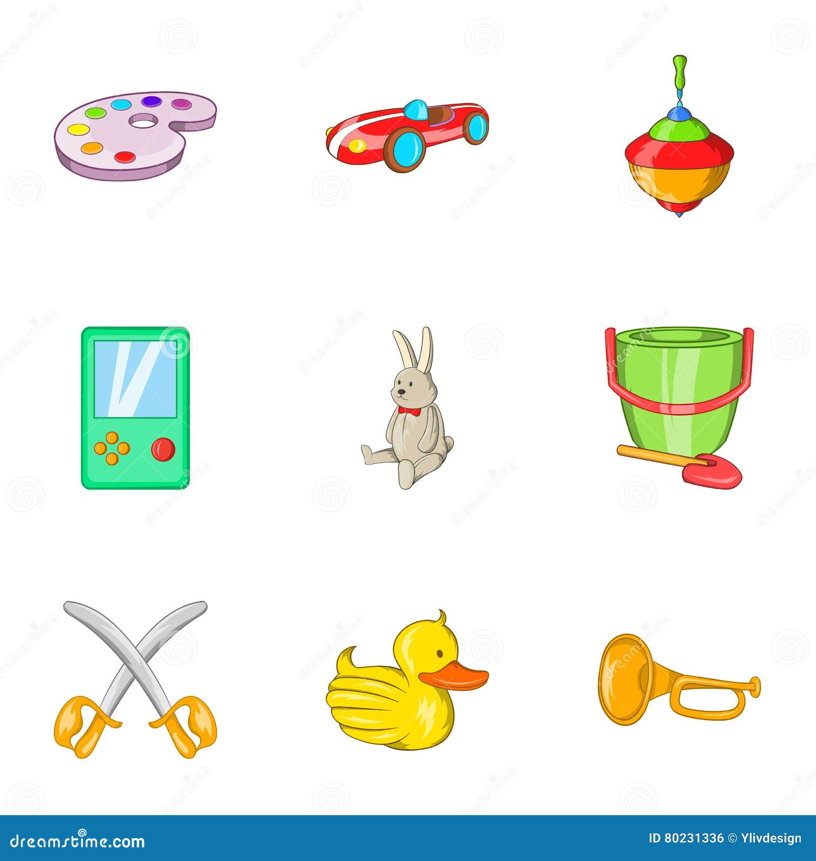 Child Play Icons Set, Cartoon Style Stock Vector - Illustration of icon ...