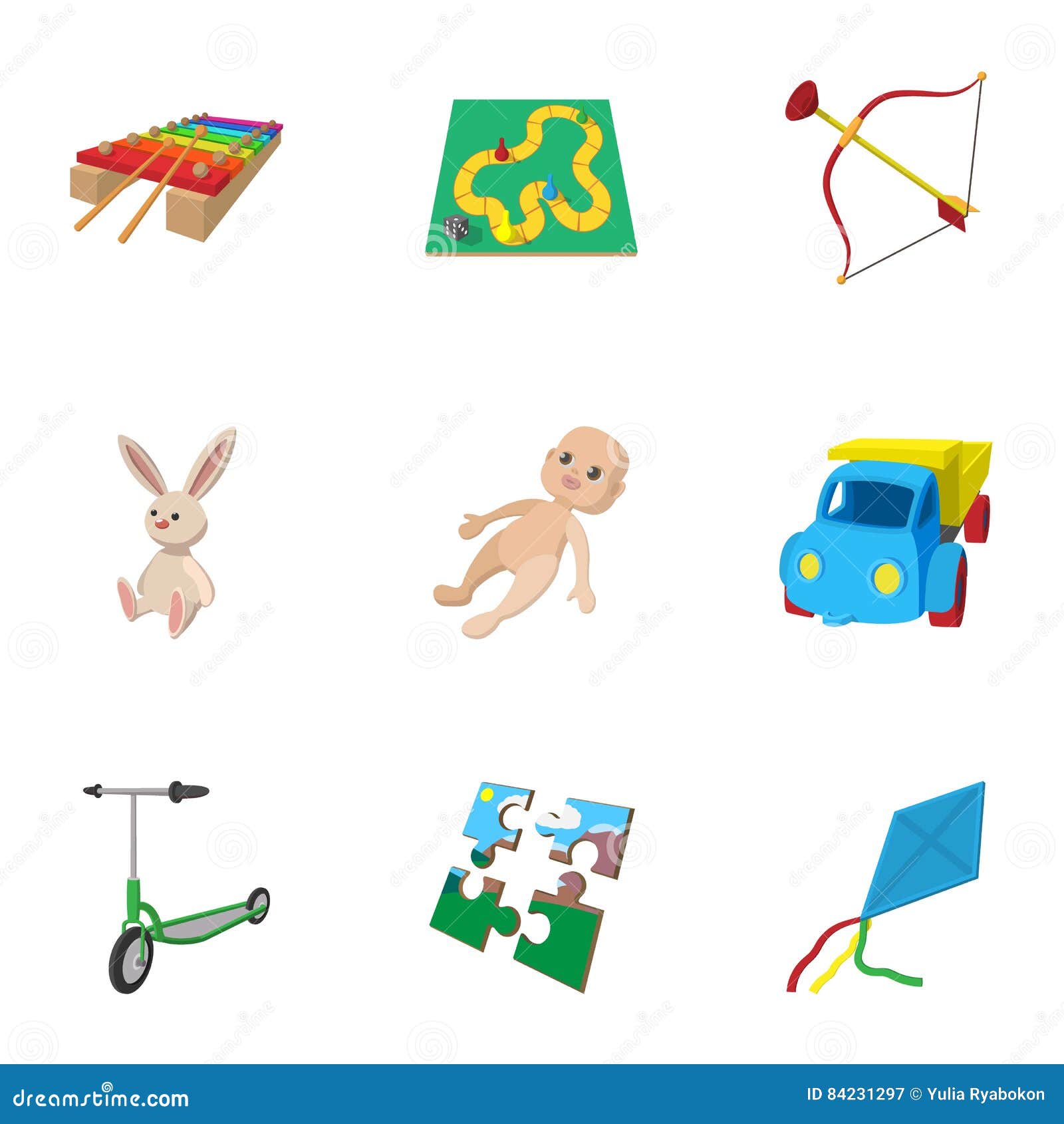 Child Play Icons Set, Cartoon Style Stock Vector - Illustration of ...