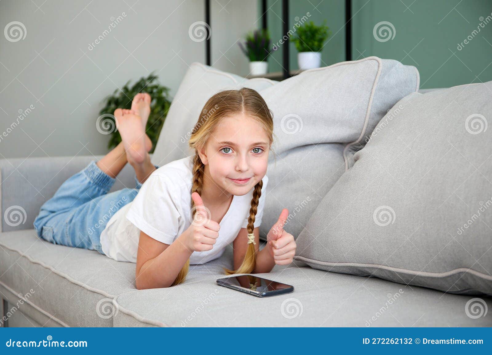 Child Play with a Mobile Phone at Home Stock Photo - Image of phone ...