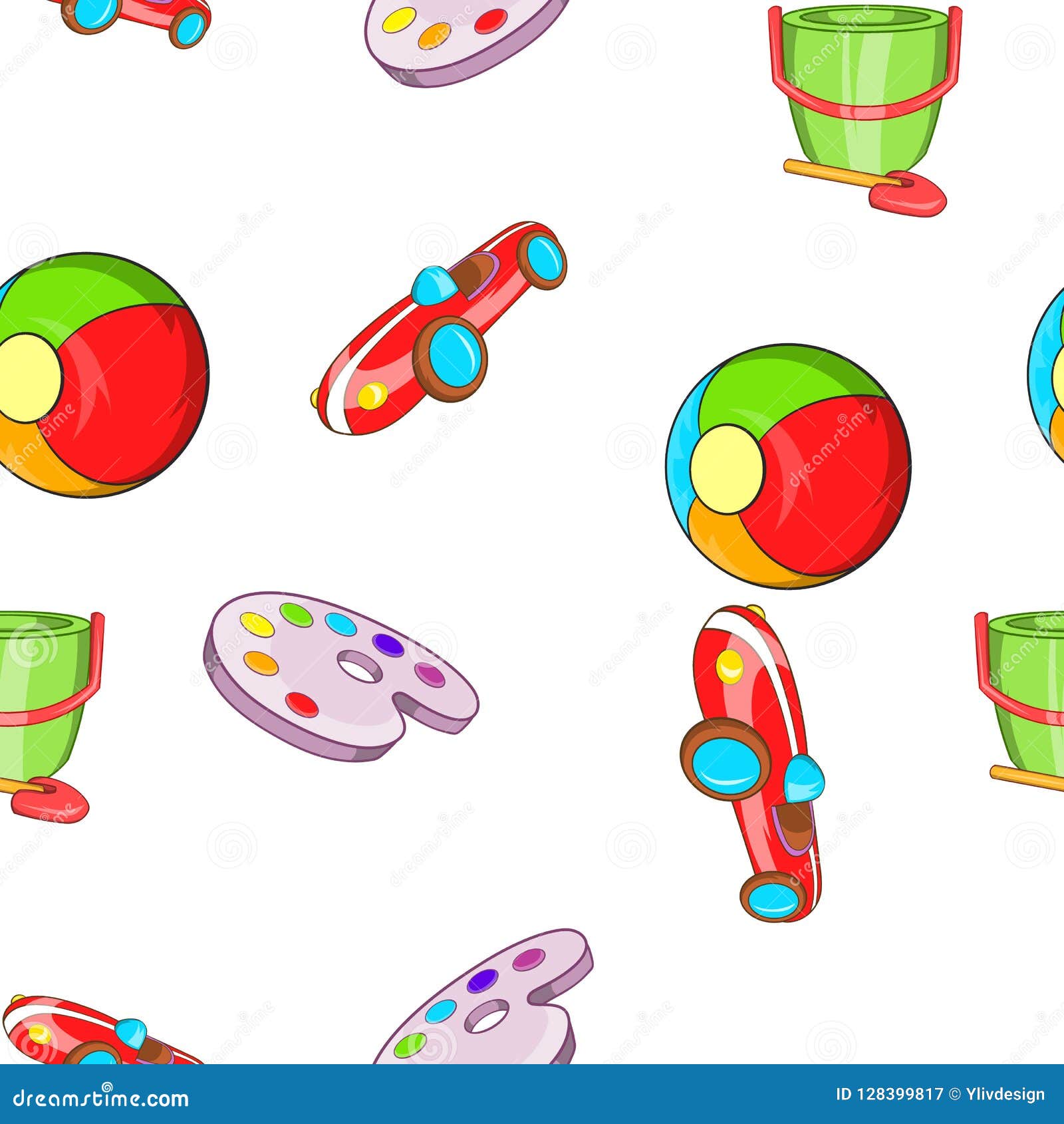 Child Play Pattern, Cartoon Style Stock Illustration - Illustration of ...