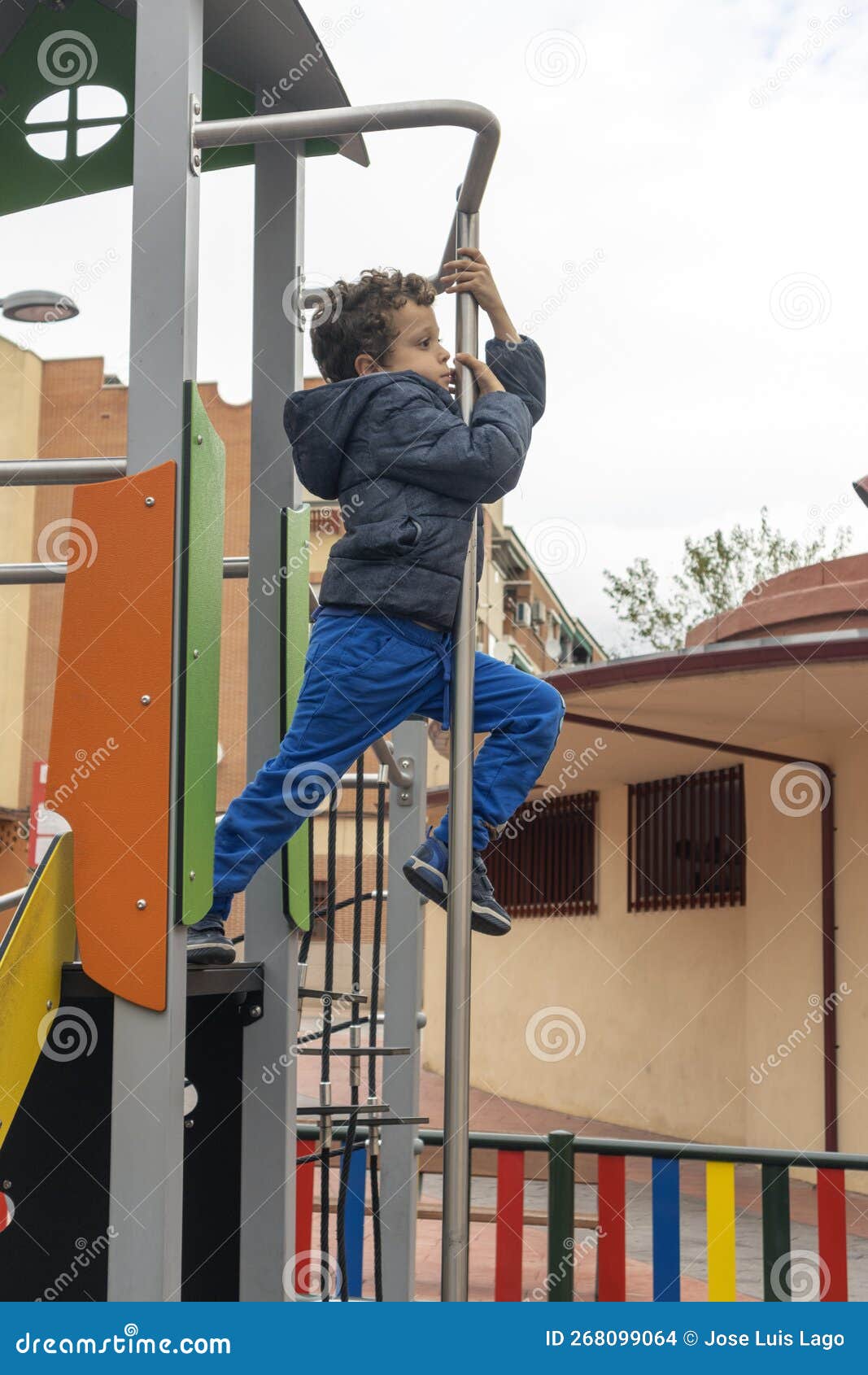 Child in Playground Sliding Down Fireman S Pole Stock Photo - Image of ...