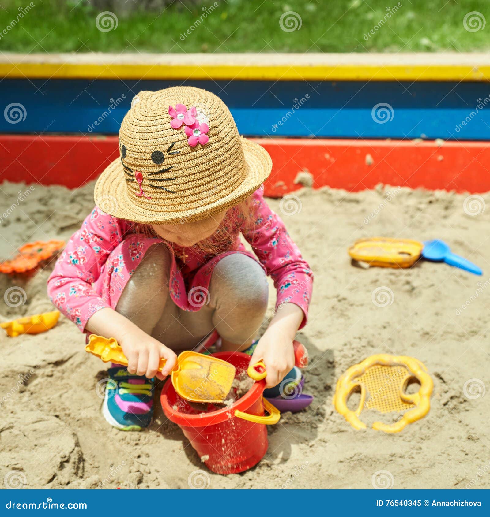 Child on Playground in Summer Park Stock Image - Image of green ...
