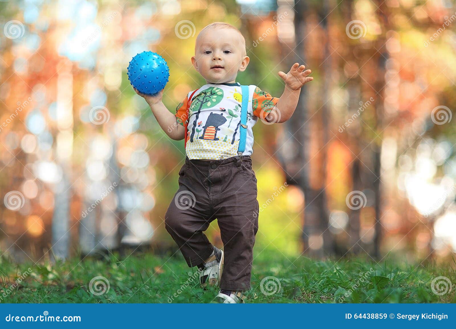 Child Playing with Ball in Park Stock Image - Image of playing, play ...