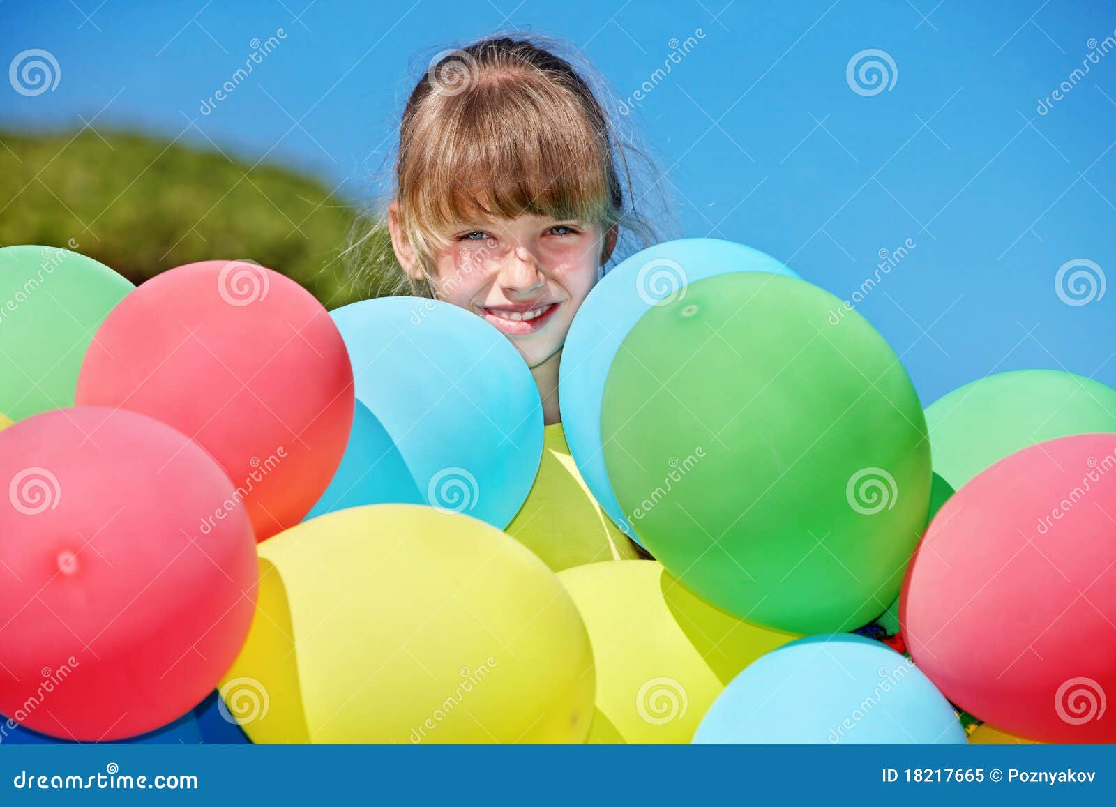 Child Playing with Balloons. Stock Image - Image of playing, smiling ...