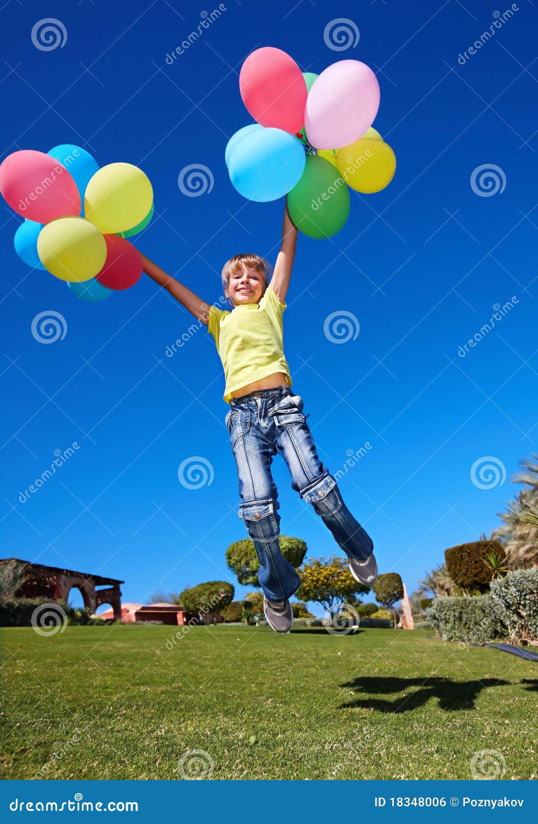 Child Playing with Balloons in Park. Stock Photo - Image of birthday ...