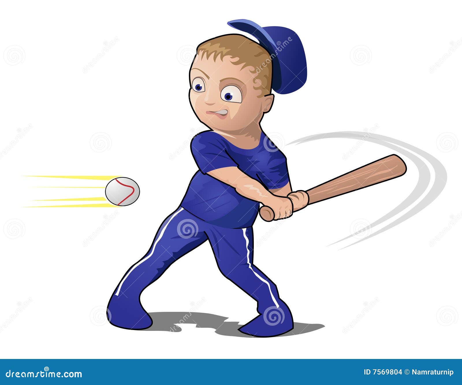 Child Playing Baseball with a Bat Stock Vector - Illustration of swing ...