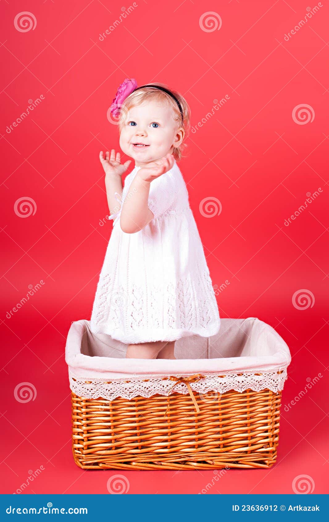 Child playing in a basket stock photo. Image of daughter - 23636912