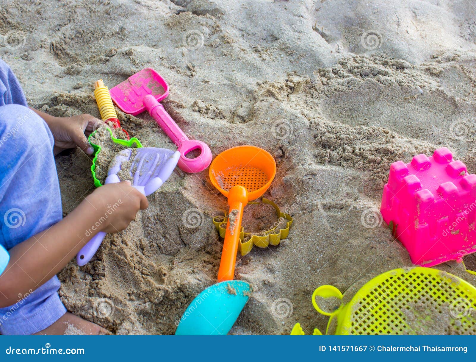 Child Playing on the Beach Summer Time Stock Image - Image of children ...