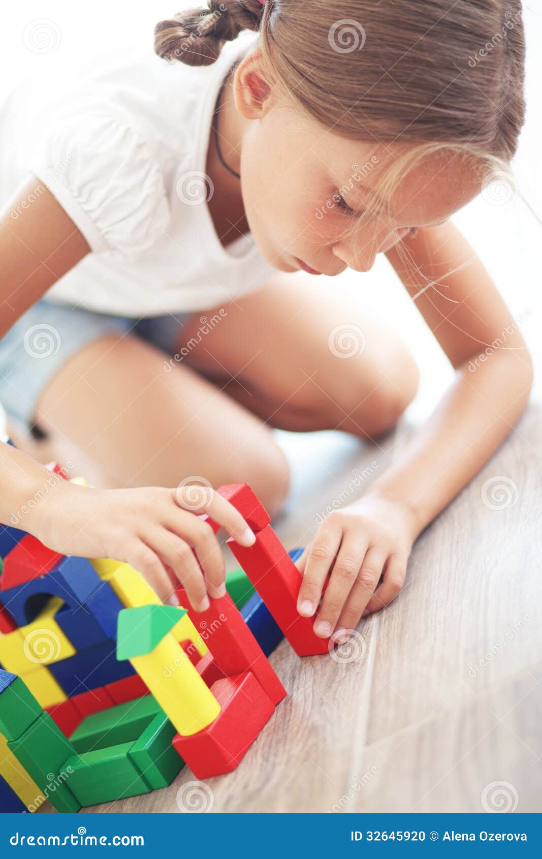 Child playing with blocks stock photo. Image of beautiful - 32645920
