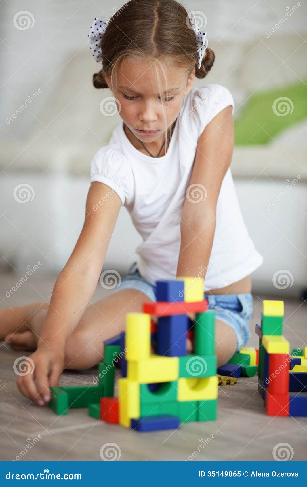 Child playing with blocks stock image. Image of playful - 35149065