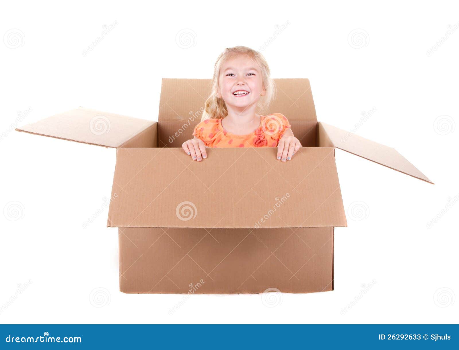 Child playing in a box stock image. Image of move, enjoy - 26292633