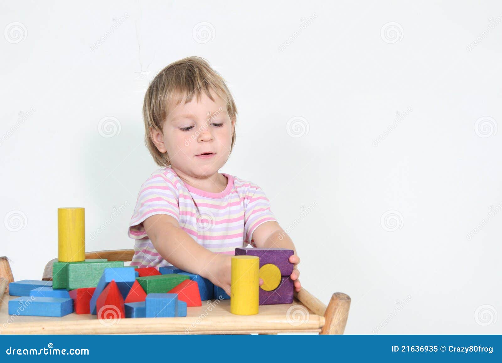 Child Playing with Building Blocks Stock Image - Image of form, child ...