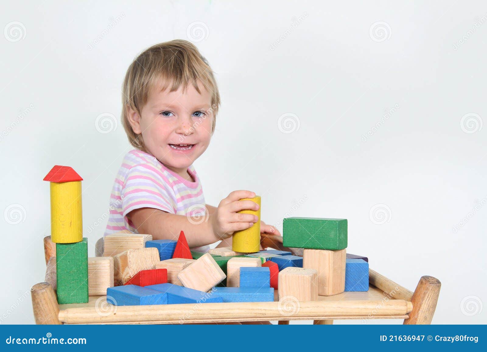 Child Playing with Building Blocks Stock Image - Image of form ...