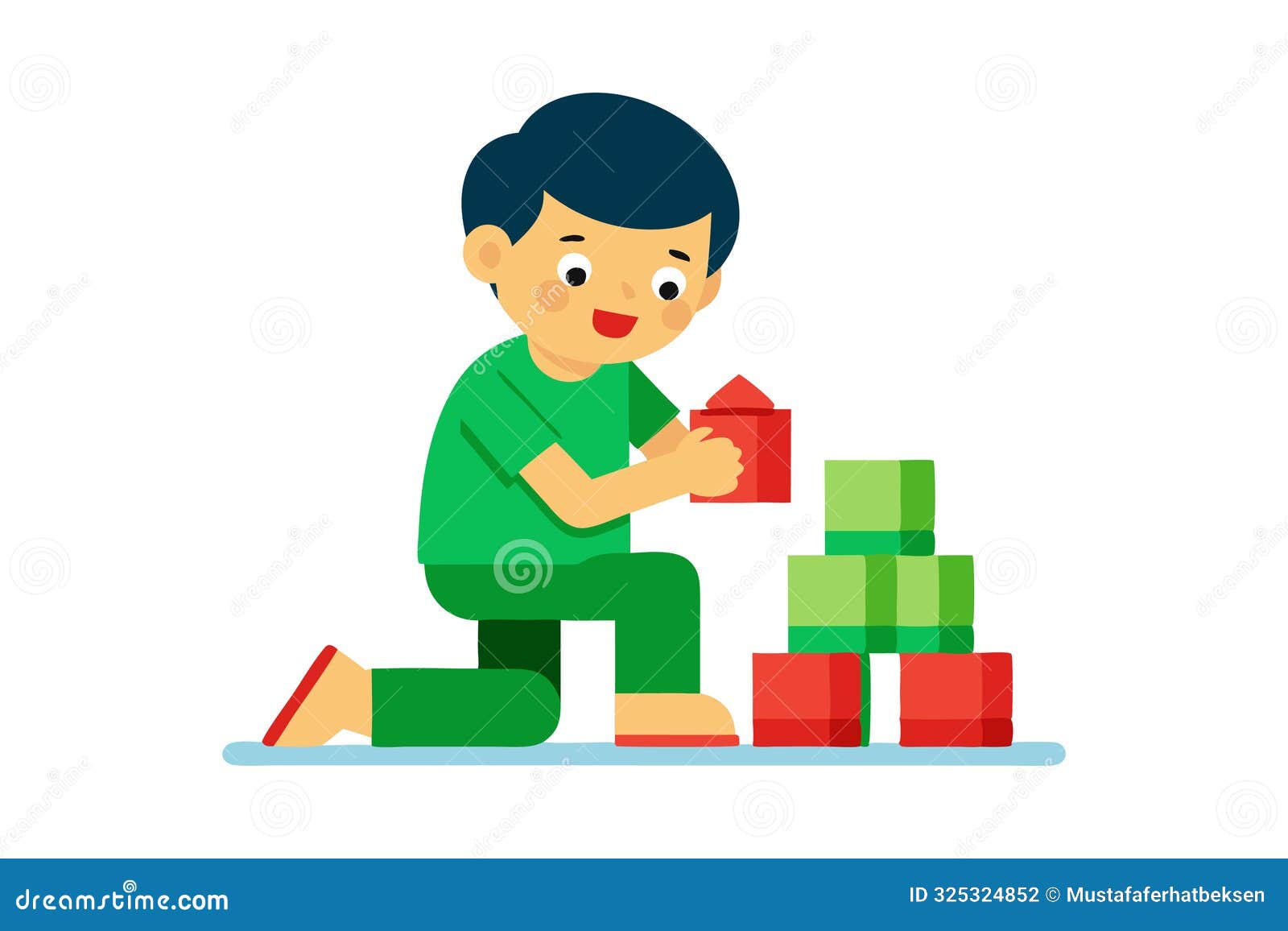 A Child Playing with Building Blocks, Engaging in Creative and ...