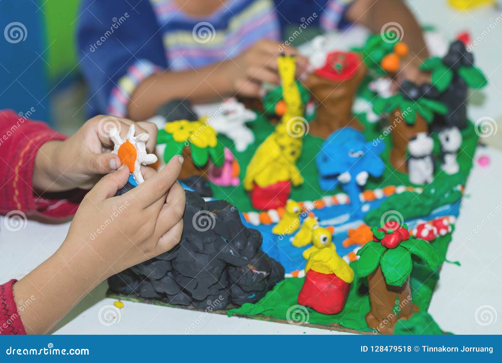 Child Playing with Clay Molding Shapes,Children Creativity. Stock Photo ...
