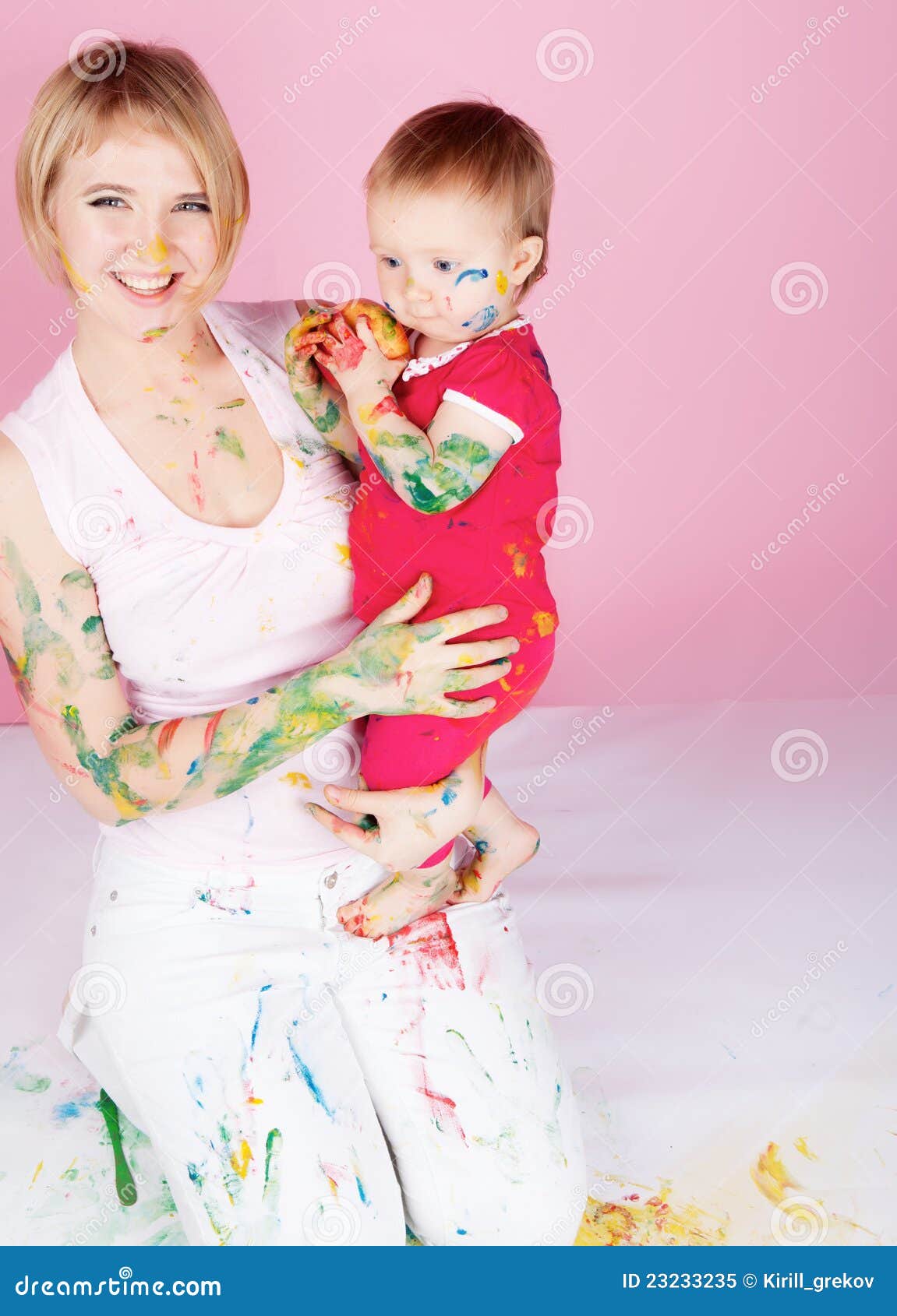 Child Playing with Color Paints Stock Image - Image of draw, child ...