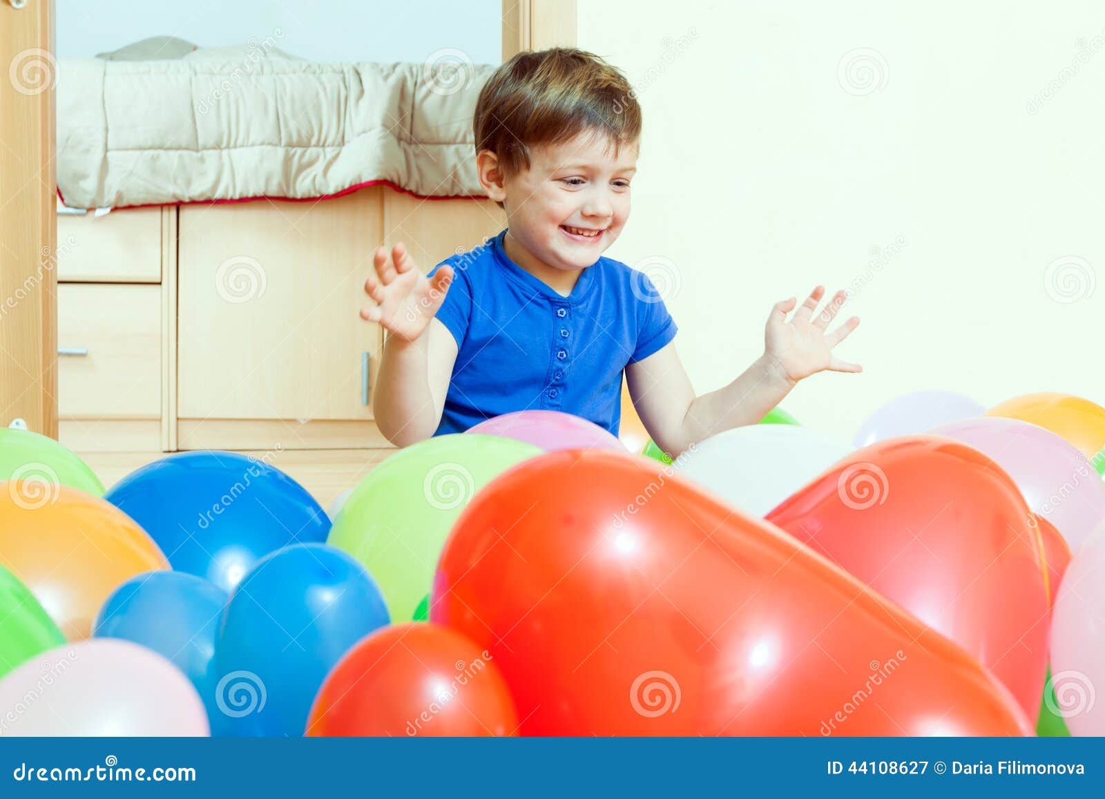 Child Playing with Colorful Balloons Stock Image - Image of cheerful ...
