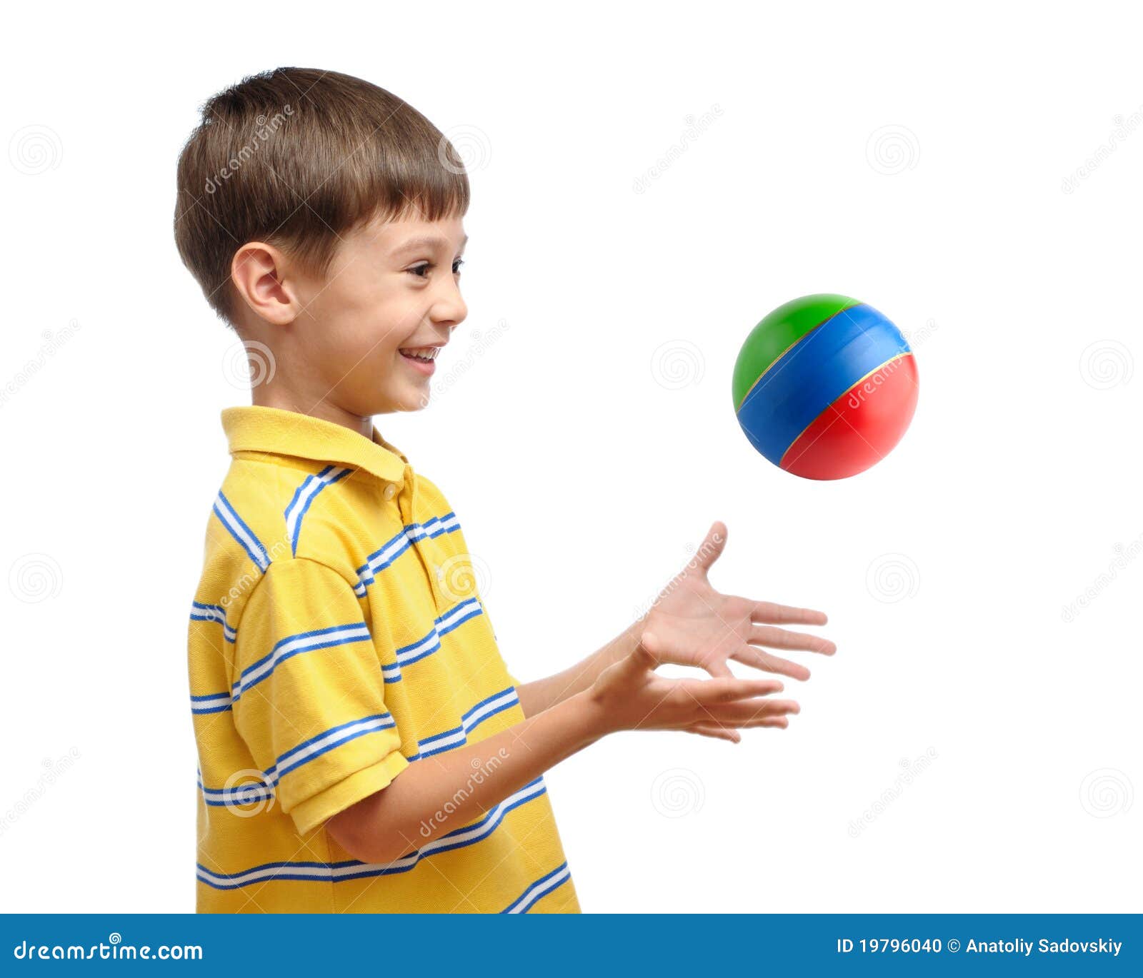 Child Playing with Colorful Toy Rubber Ball Stock Photo - Image of ...