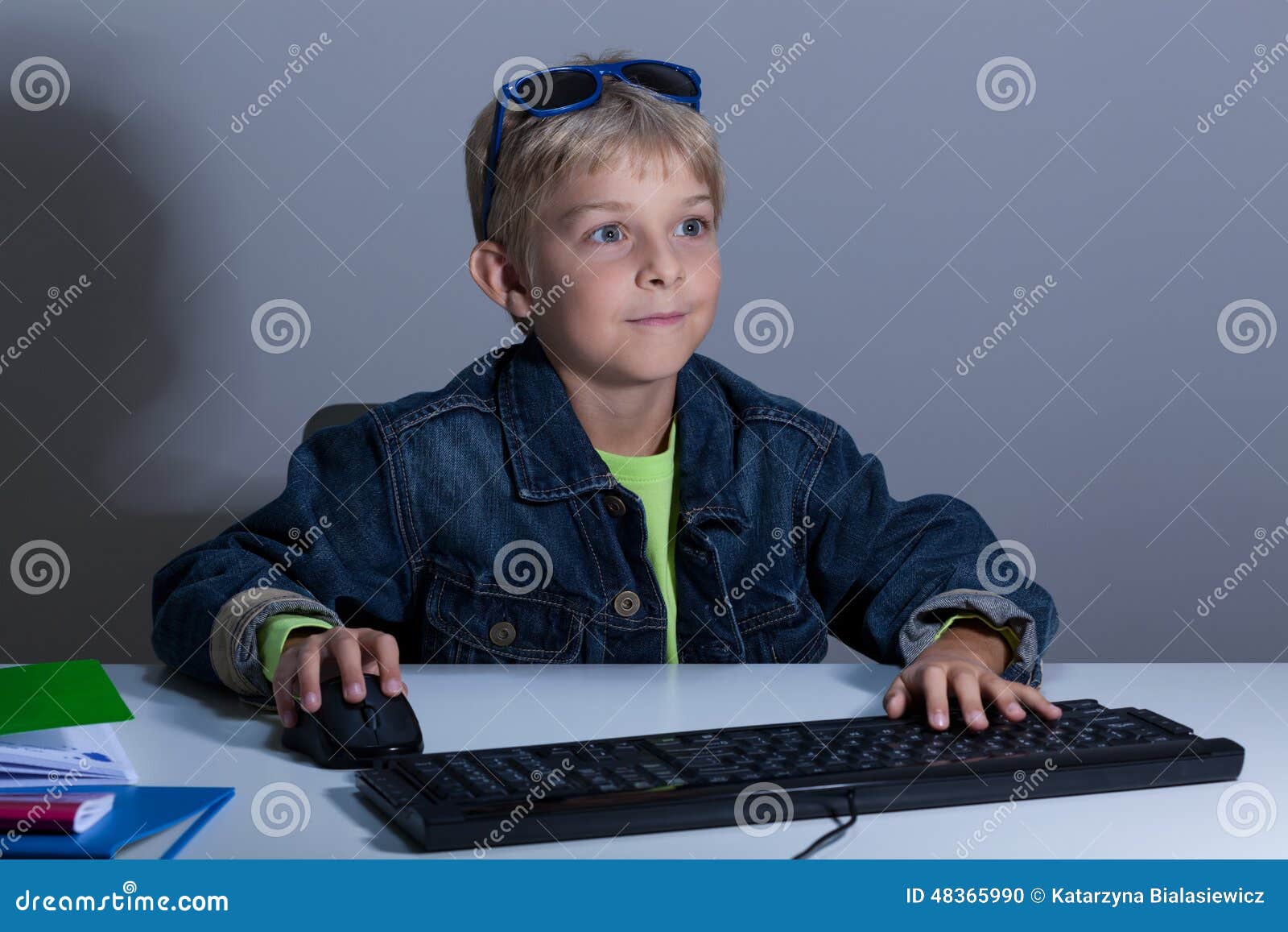 Child Playing on Computer at Night Stock Photo - Image of knowledge ...
