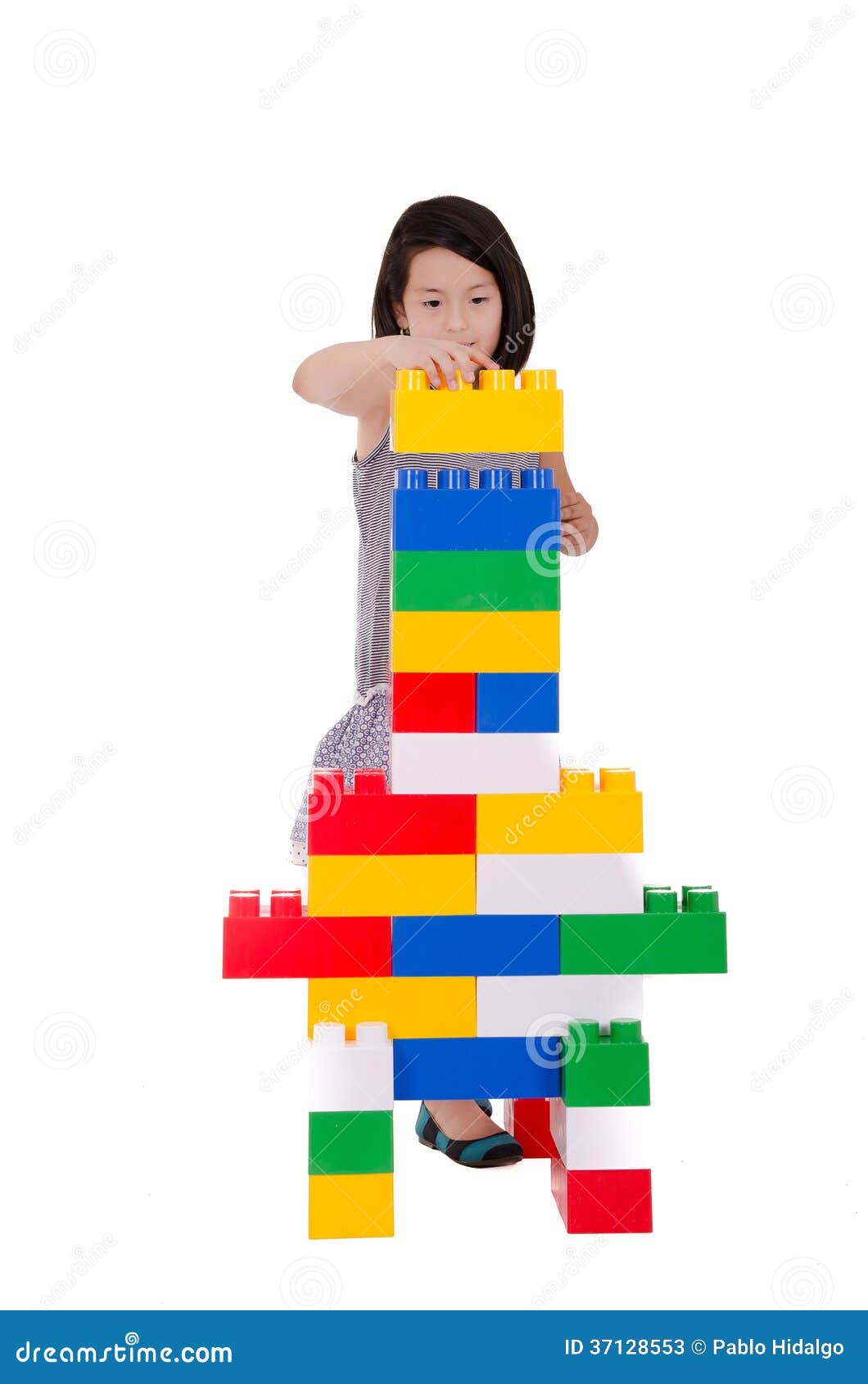 Child Playing with Construction Blocks Stock Image - Image of lovely ...