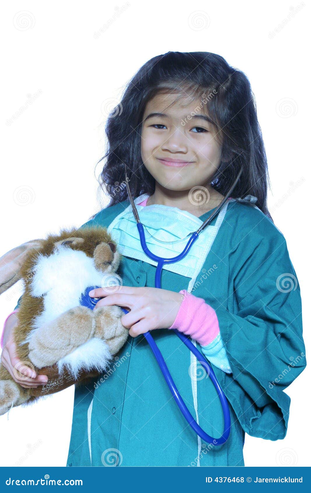 Child playing doctor stock photo. Image of acting, smock - 4376468