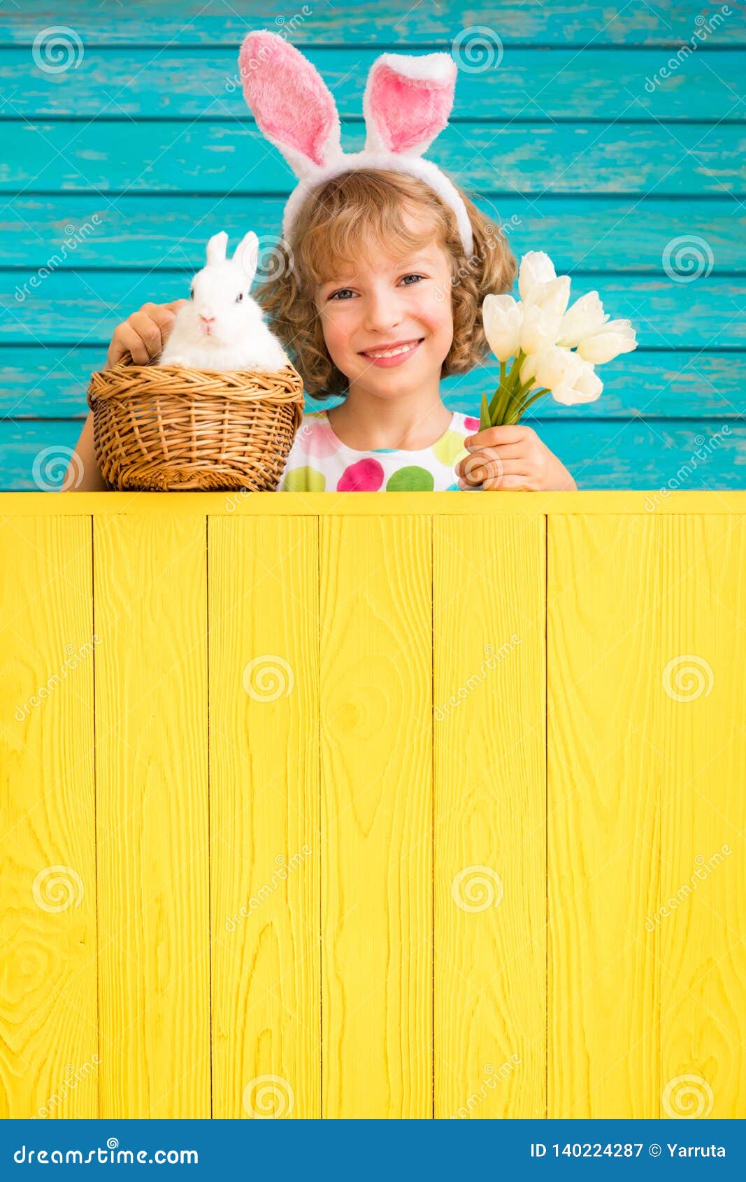 Child Playing with Easter Bunny Stock Image - Image of child, animal ...