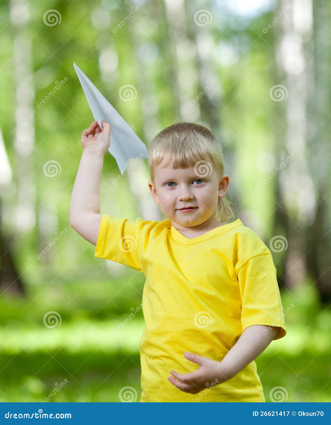 Child Playing and Flying a Paper Air-plane Stock Image - Image of kids ...