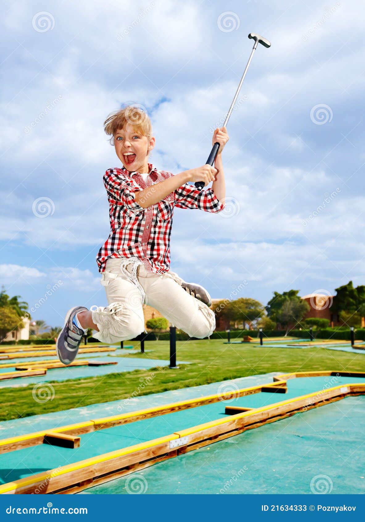 Child Playing Golf in Park. Stock Image - Image of nature, lifestyle ...