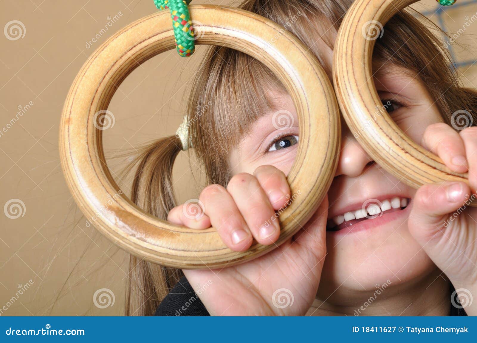 Child Playing at Gymnastic Rings Stock Image - Image of leisure, play ...