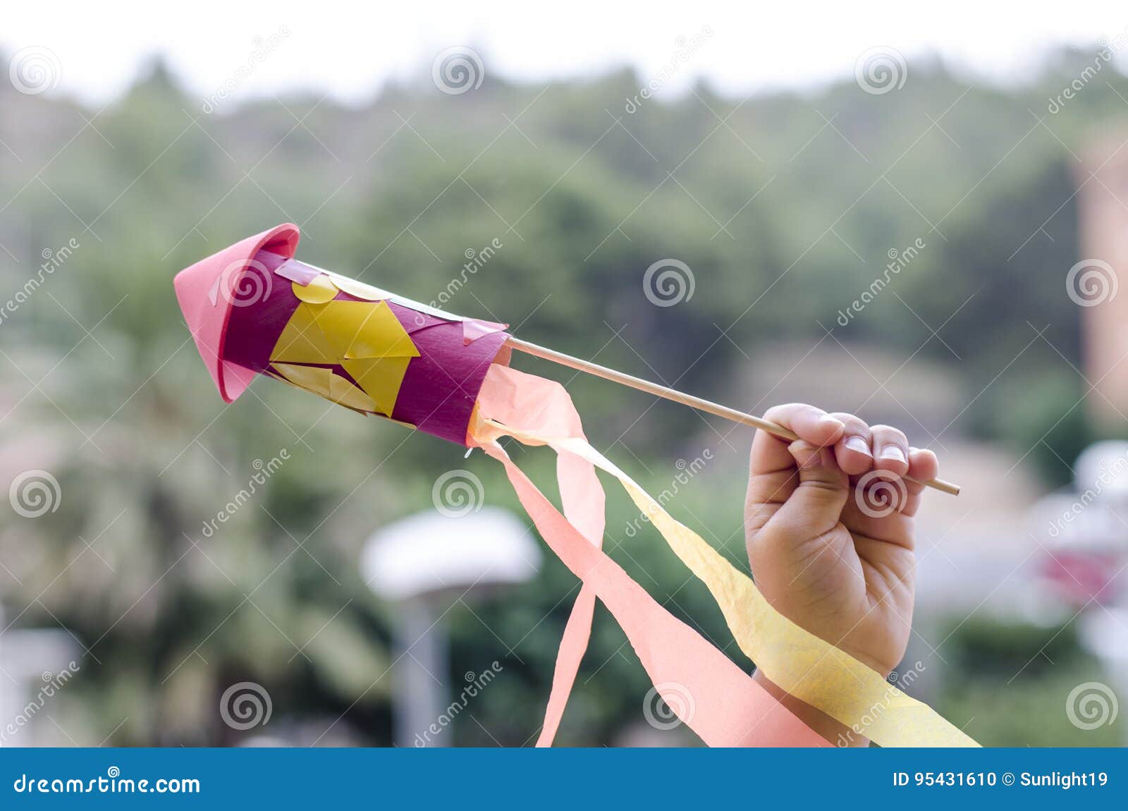 Child Playing with a Handmade Rocket by a Kid Stock Photo - Image of ...
