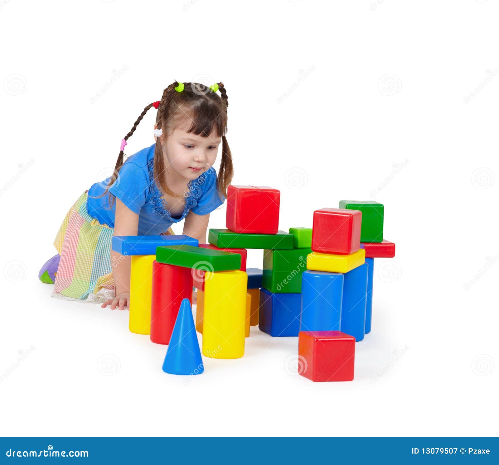 Child Playing Isolated on White Background Stock Image - Image of ...