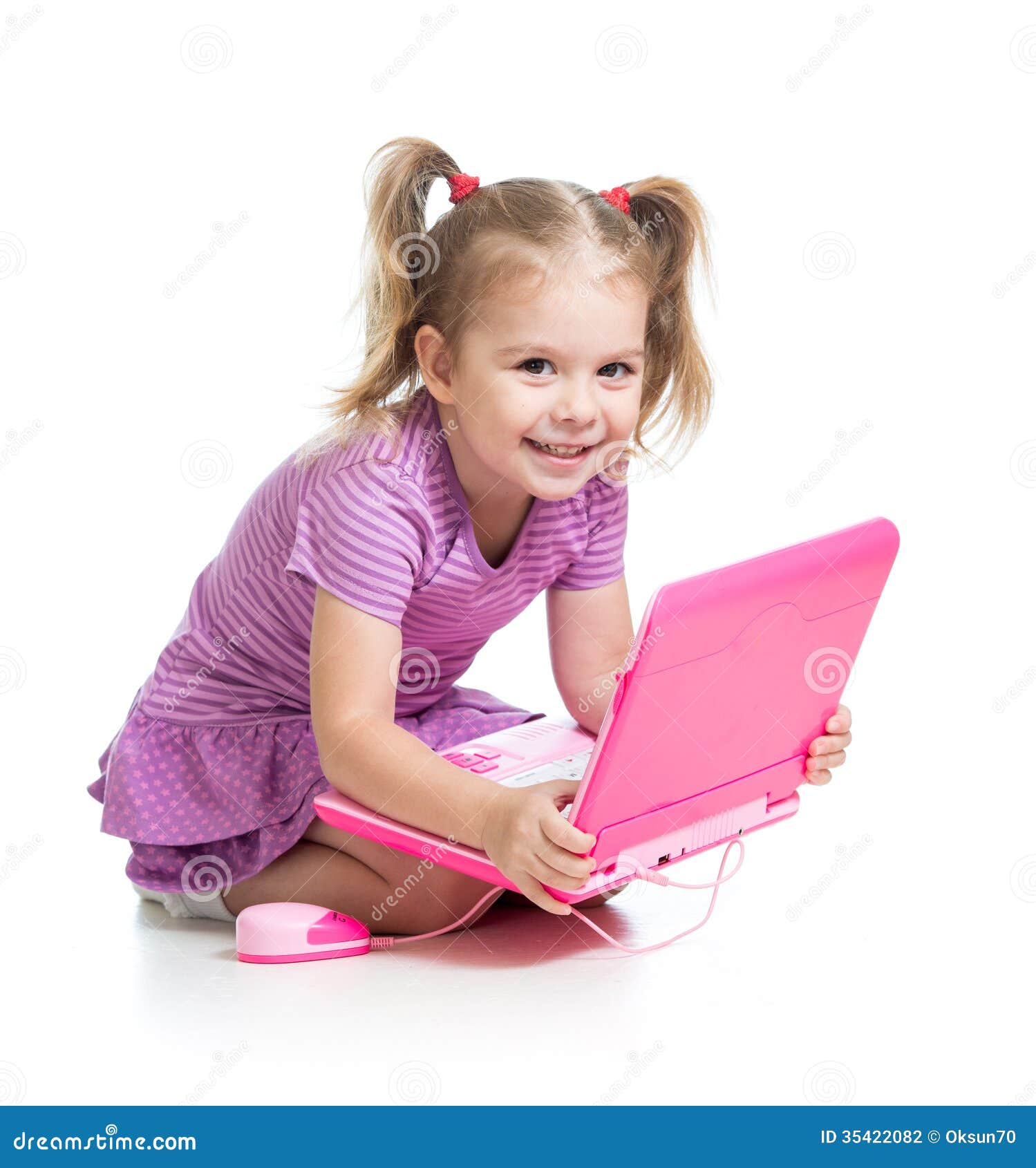 Child Playing with Laptop Toy Stock Photo - Image of smiling, mouse ...